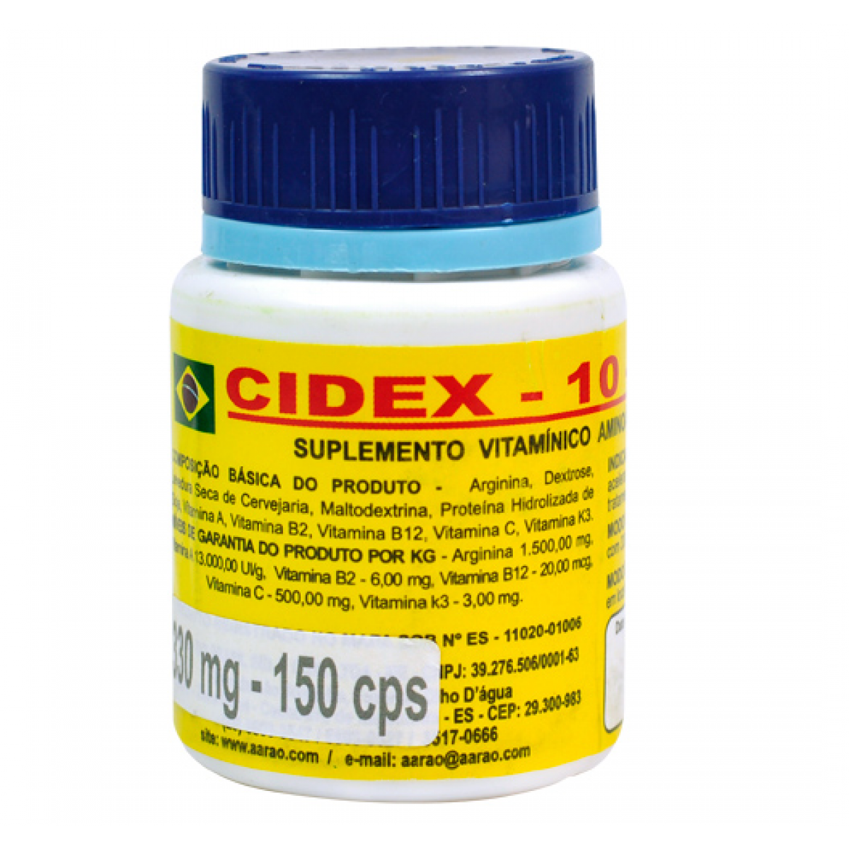 Cidex 10 - 330 mg - 150 Cápsulas AARÃO